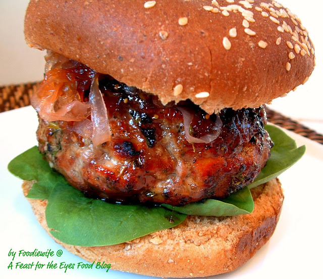 Feta-Stuffed Fig-Glazed Grilled Lamb Burgers with Red Onion Jam - OhMy ...