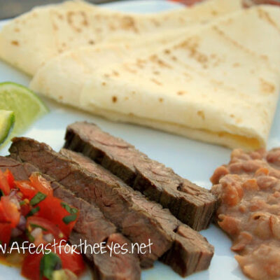 Mexican Style Grilled Steak (Carne Asada) and Quick and Simple Refried ...
