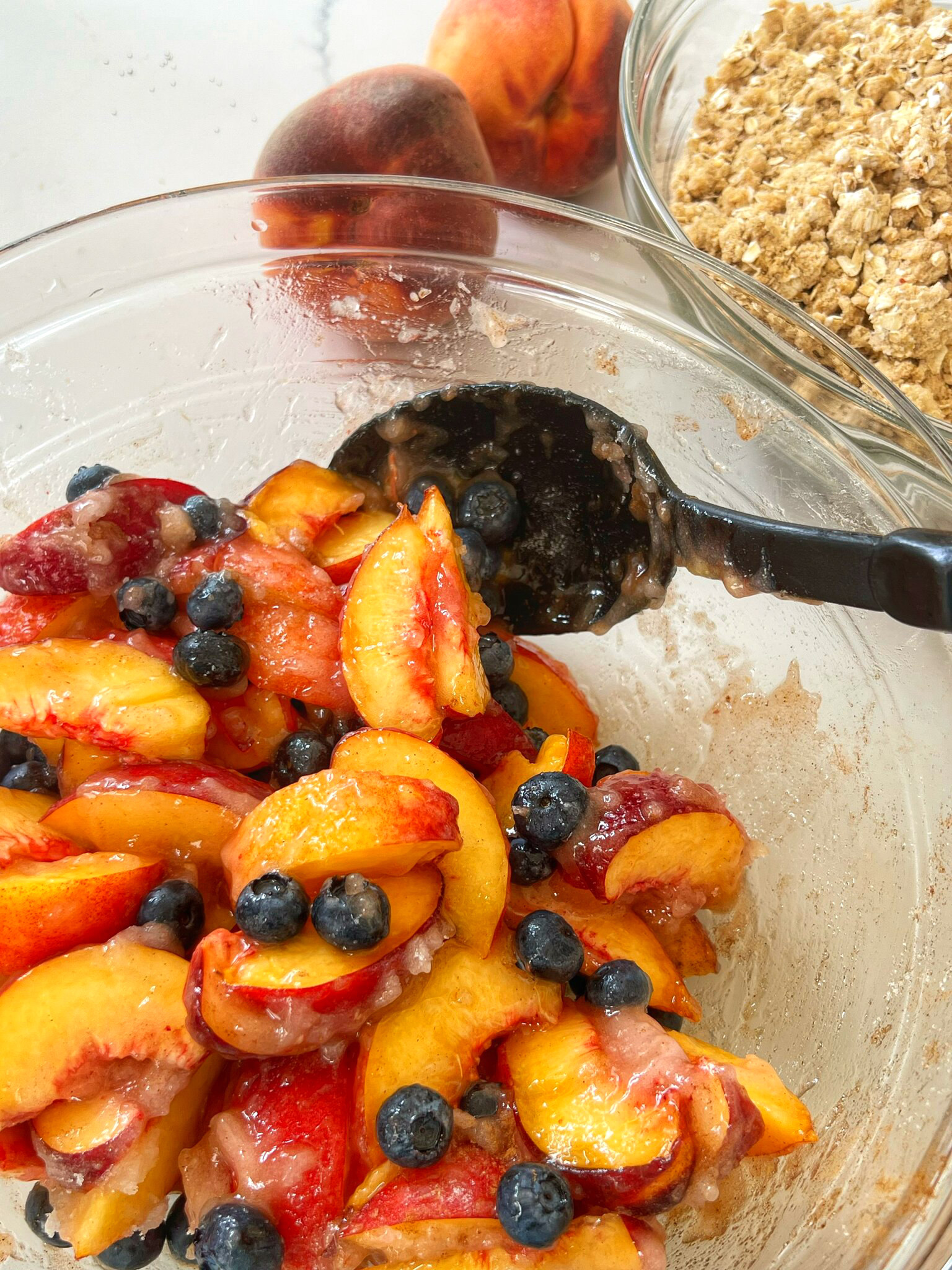 The Best Peach and Blueberry Fruit Crisp Dessert - A Feast For The Eyes